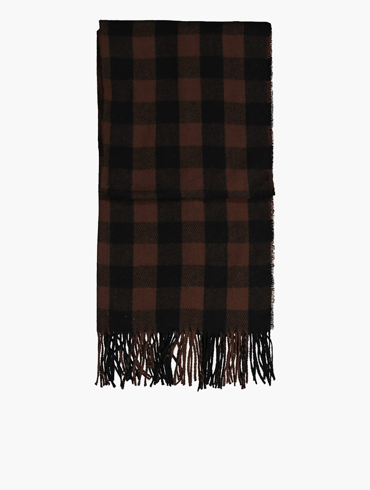 MyRunway | Shop Tchibo Black & Brown Check Fringe Scarf for Women from ...
