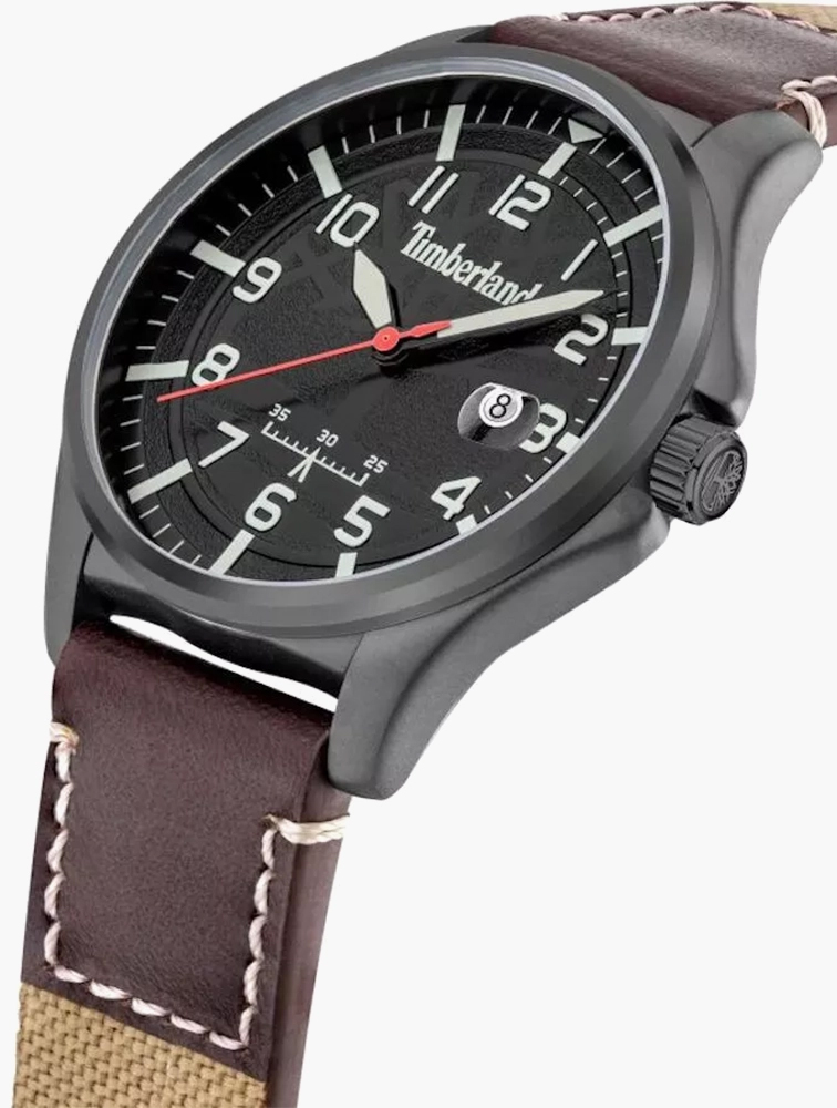 MyRunway | Shop Timberland Black Brainard Leather Strap Watch for Men ...