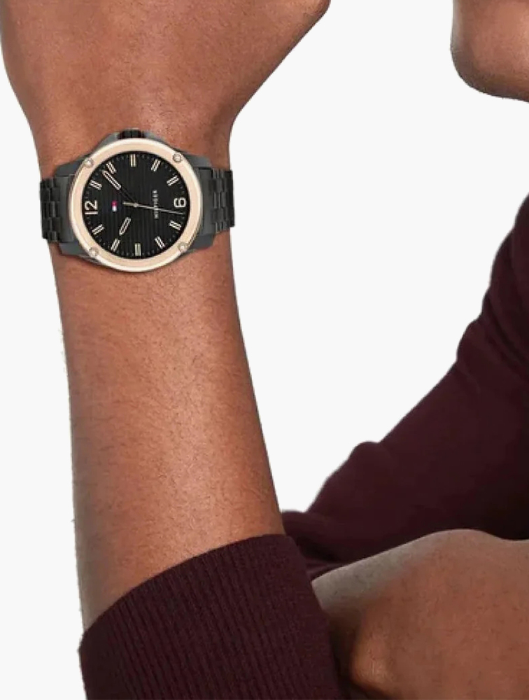 MyRunway | Shop Tommy Hilfiger Black Steel Bracelet Jason Watch for Men ...