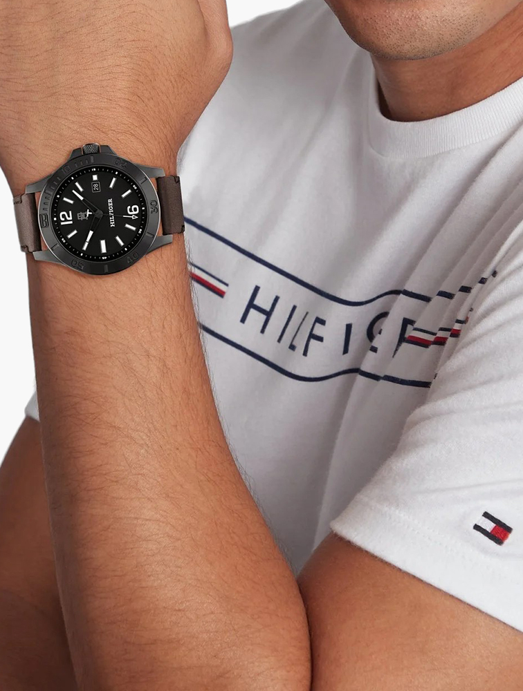 MyRunway | Shop Tommy Hilfiger Dark Brown & Black Leather Ryan Watch ...