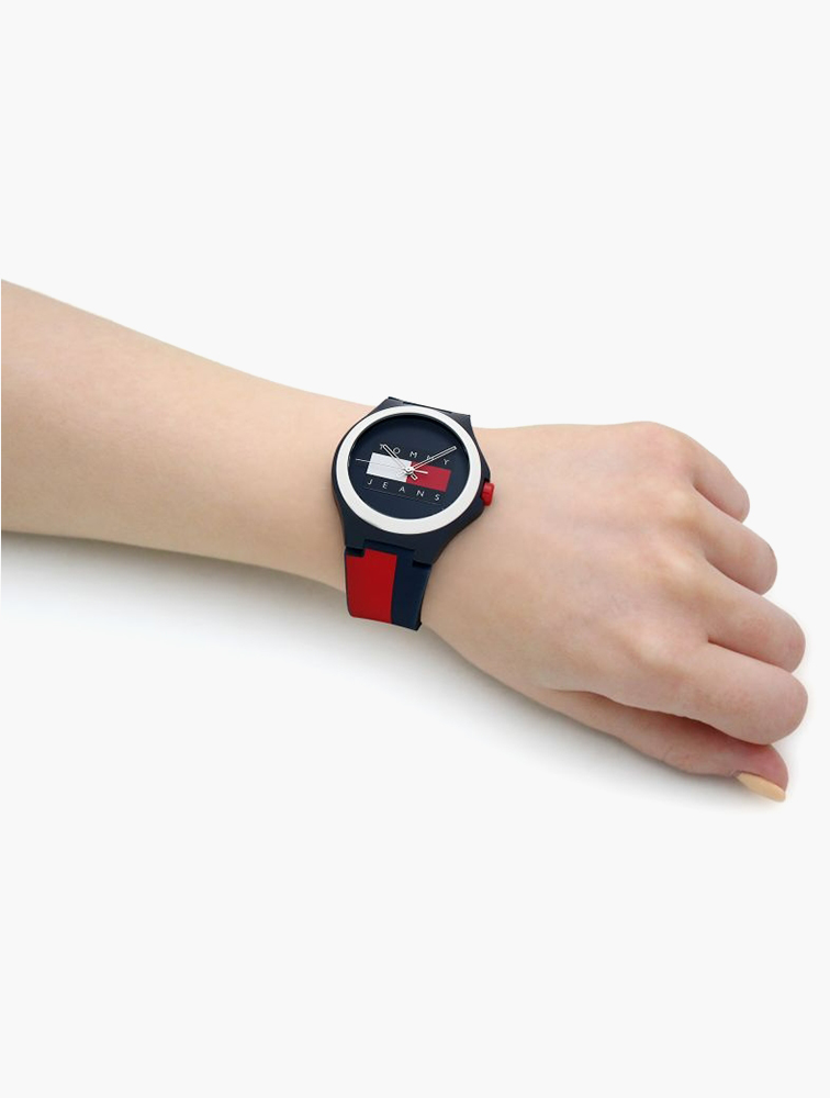 MyRunway | Shop Tommy Jeans Navy & Red Silicone Band Watch for Kids ...