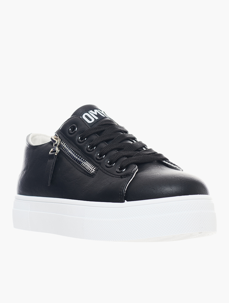 MyRunway | Shop Tomy Takkies Black Sile Zip & Lace-Up Sneakers for ...