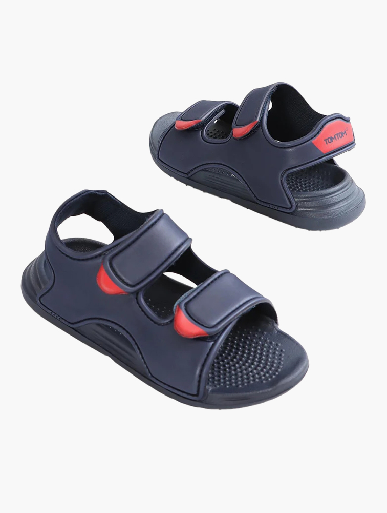 MyRunway | Shop TomTom Kids Navy & Red Velcro Strap Sandals for Kids ...