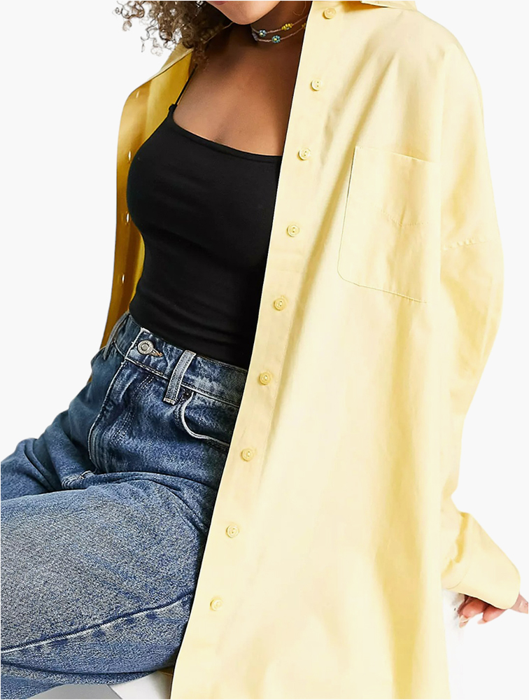MyRunway | Shop TOPSHOP Lemon Yellow Boyfriend Long Sleeve Poplin Shirt ...