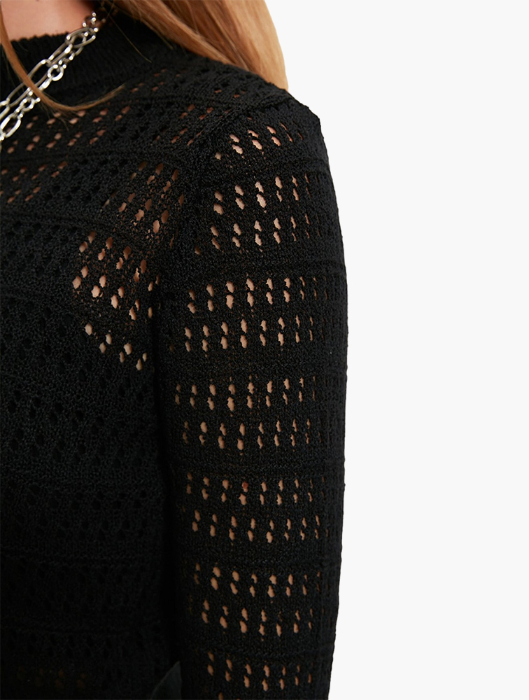 MyRunway | Shop Trendyol Openwork Crop Knit Sweater - Black for Women ...