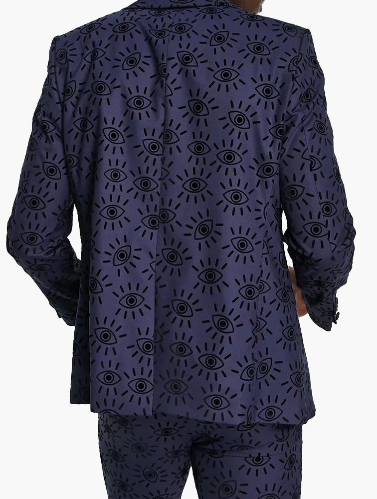 MyRunway | Shop Twisted Tailor Navy Eye Print Flocking Suit Jacket for ...