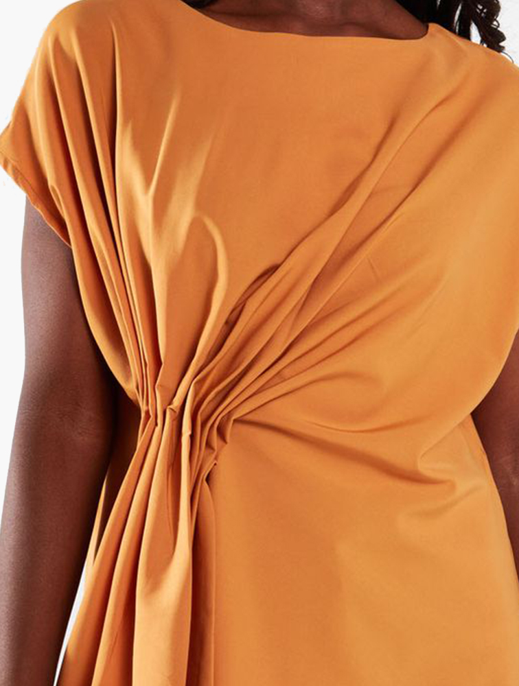 MyRunway | Shop Utopia Mustard Gathered Drape Tunic Top for Women from ...