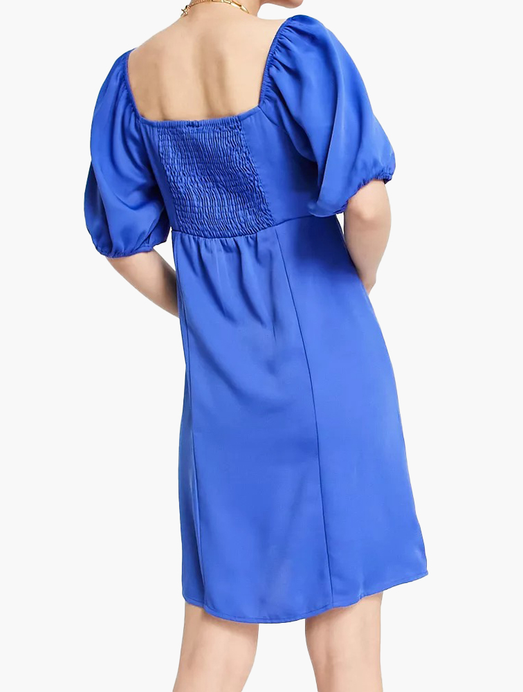 MyRunway | Shop Vero Moda Blue Ruched Mini Dress for Women from ...