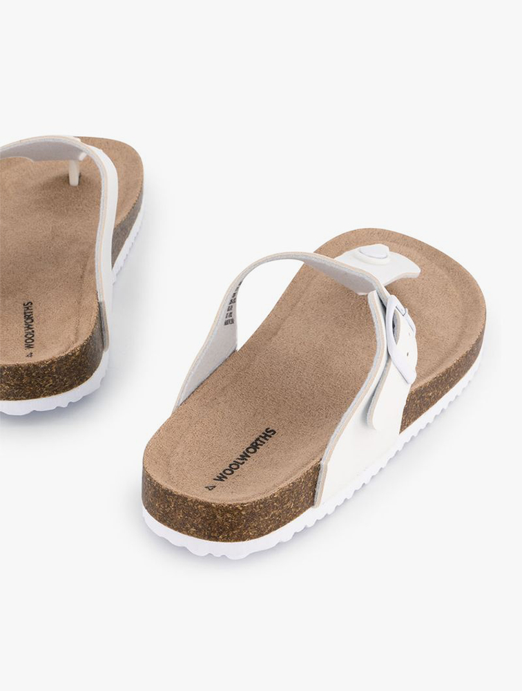 MyRunway | Shop Woolworths White Side Buckle Thong Slides for Women ...