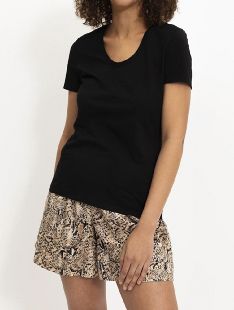 MyRunway | Shop Woolworths Black Staynew Voop Neck Stretch Cotton T ...