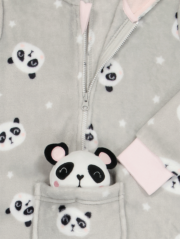 MyRunway | Shop Woolworths Grey & Multi Panda Fleece Onesie & Toy for ...