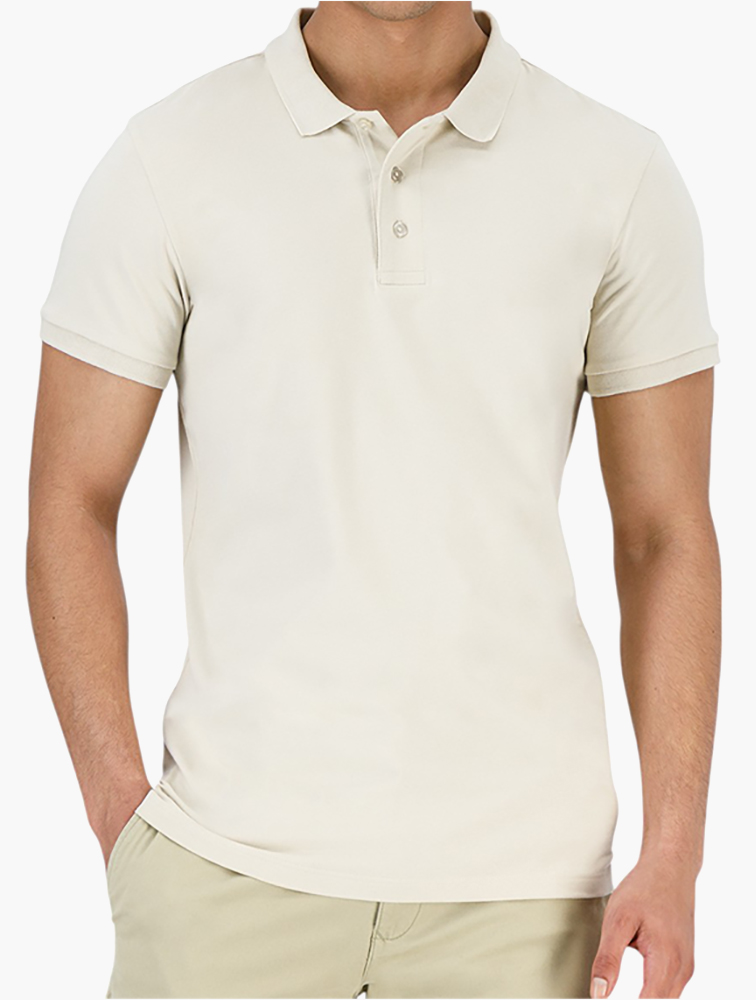 MyRunway | Shop Woolworths Stone StayNew Slim Fit Cotton Stretch Golfer ...