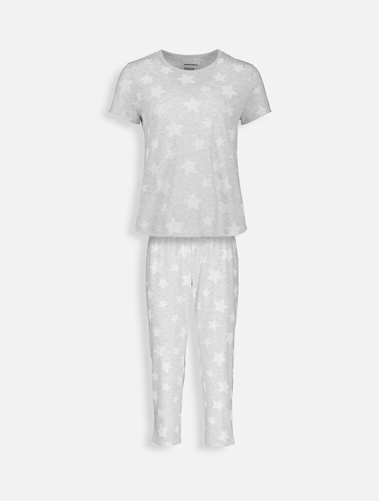 MyRunway | Shop Woolworths Grey Melange Print Cotton Pyjamas for Women ...