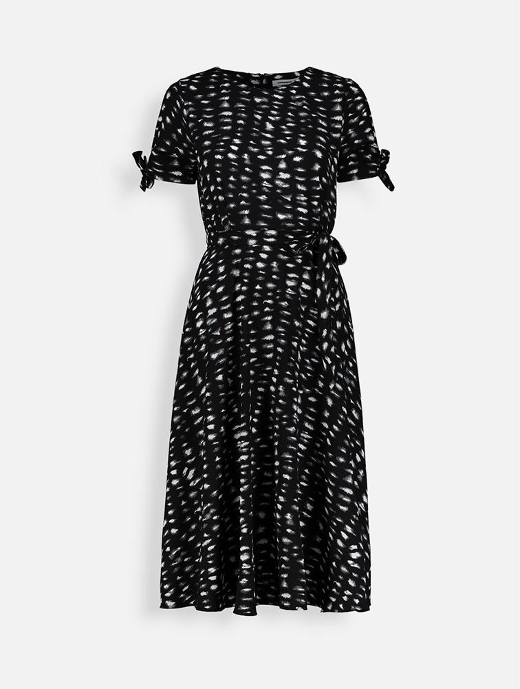 MyRunway | Shop Woolworths Black Belted Tie Sleeve Fit & Flare Midi ...