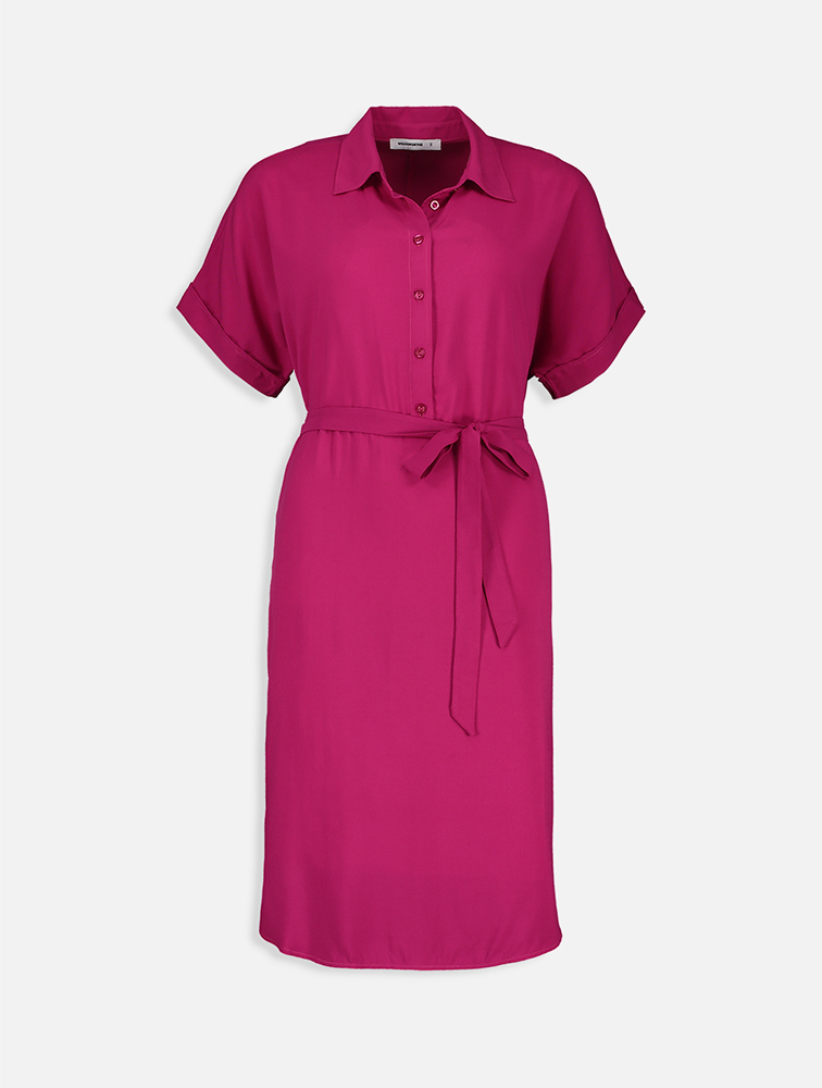 MyRunway | Shop Woolworths Dark Pink Belted Viscose Midi Shirt Dress ...