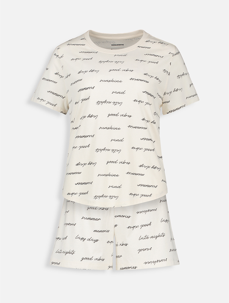 MyRunway | Shop Woolworths Cream Print Cotton Pyjamas for Women from ...