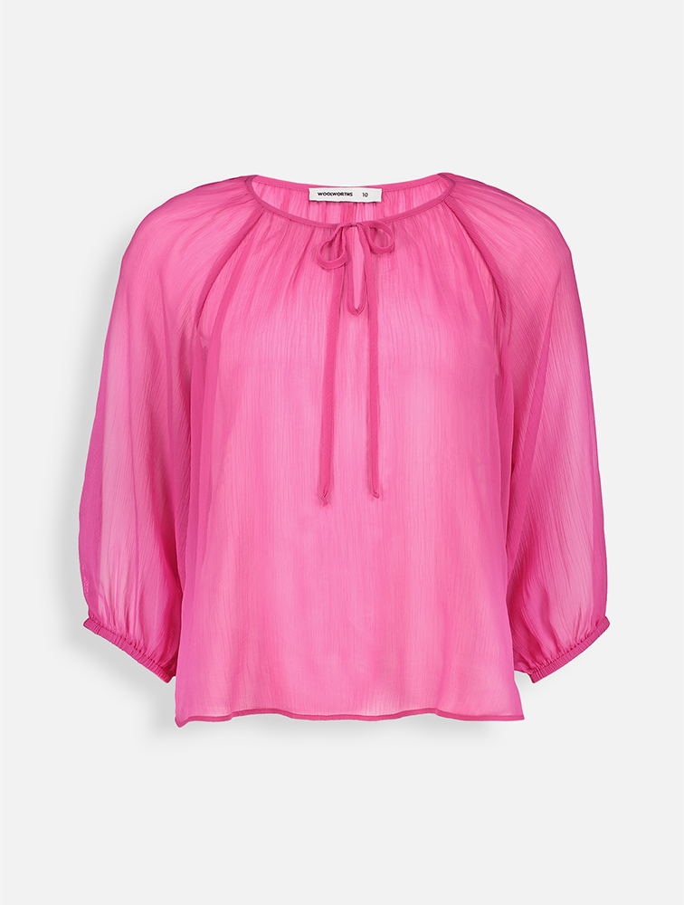 MyRunway | Shop Woolworths Dark Pink Tie Neck Chiffon Blouse for Women ...