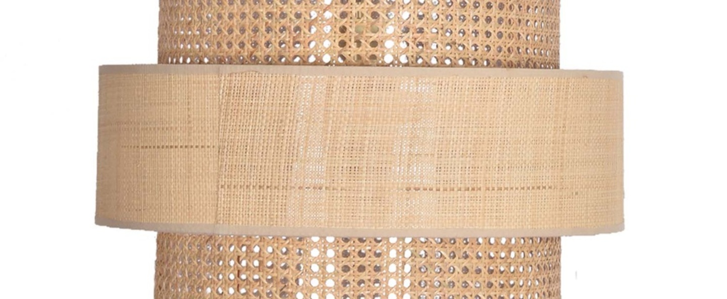 Abat-jour, cannage et raphia, GM naturel Ø50cm, H35cm - Nedgis ...