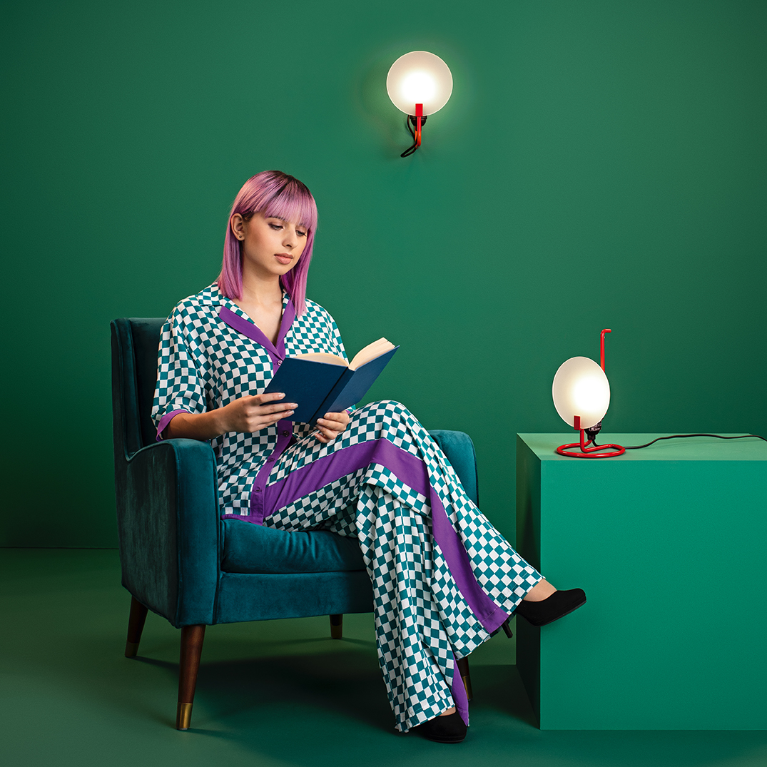 Wall light, Bugia 1 light, red, L14cm, H21cm - Stilnovo - Nedgis Lighting