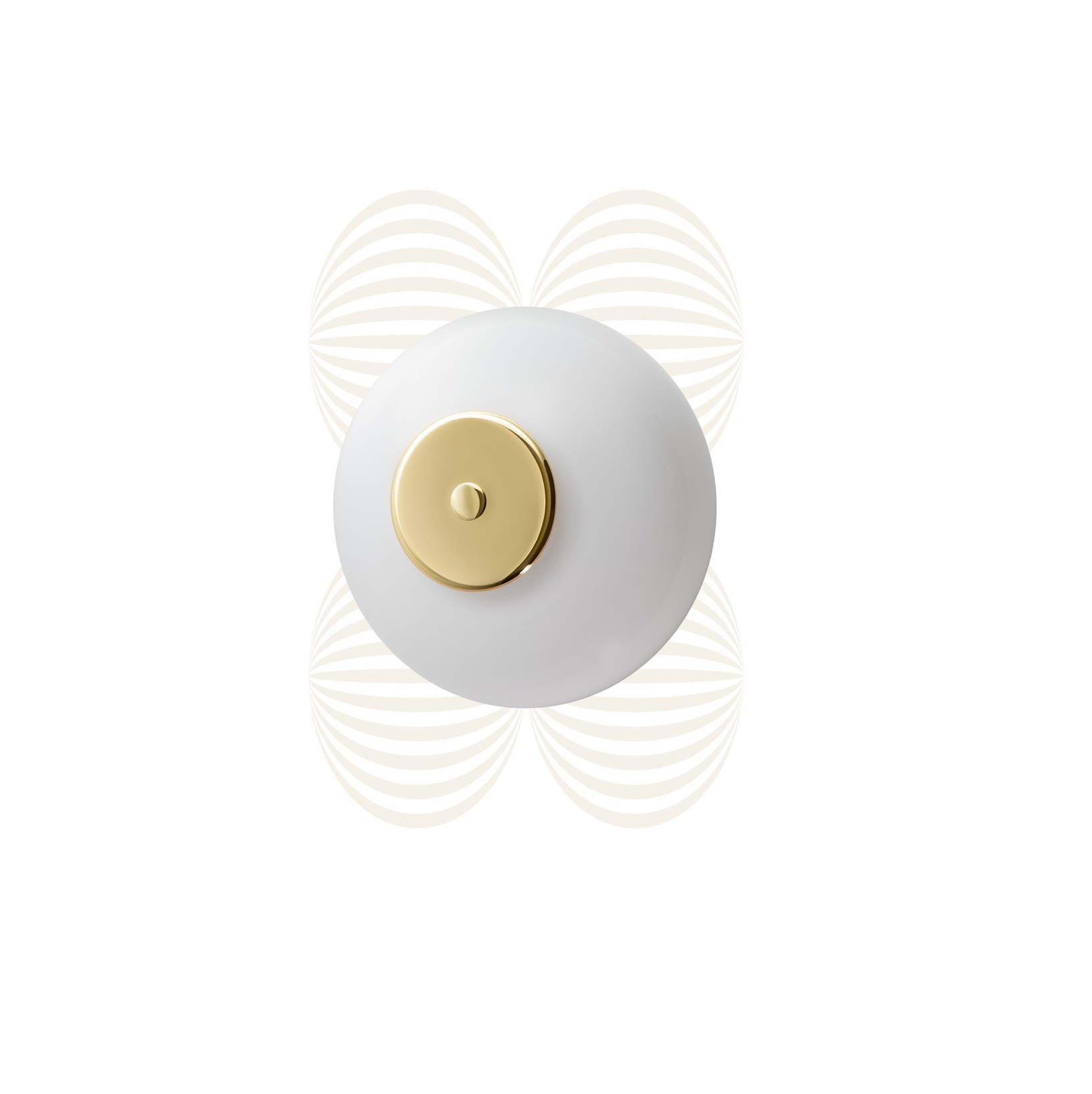 Applique murale, Candy eyes opalin brillant, blanc émail, laiton, Ø18 ...