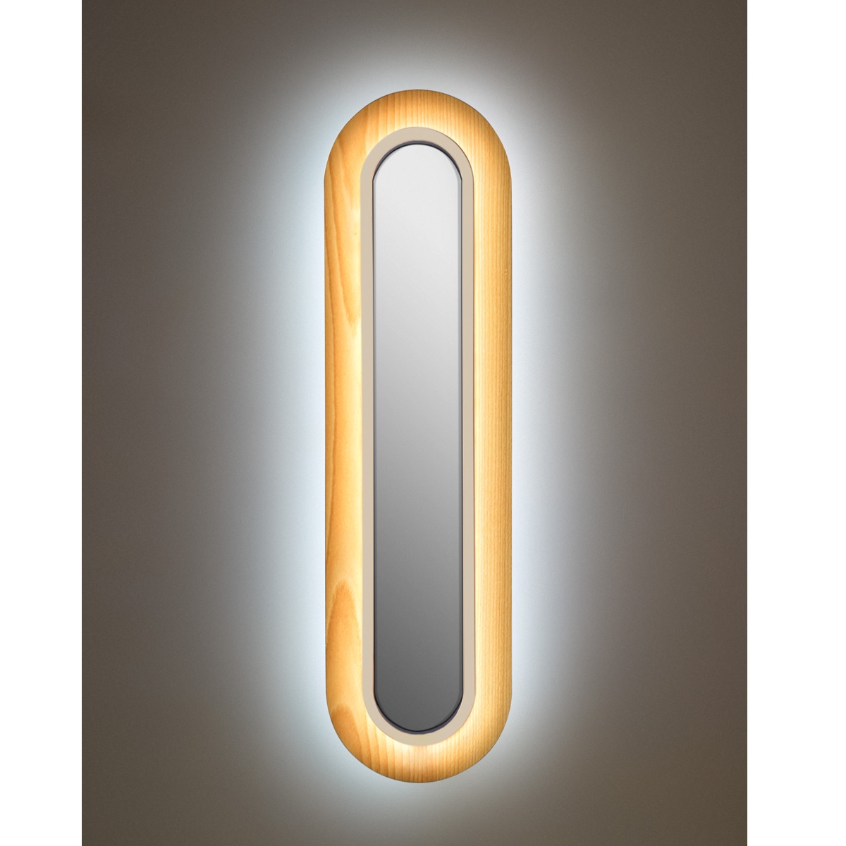 Wall light, Lens Superoval, natural beech, ivory, LED, 3000K, 533lm, L22cm, H78cm - LZF - Nedgis ...