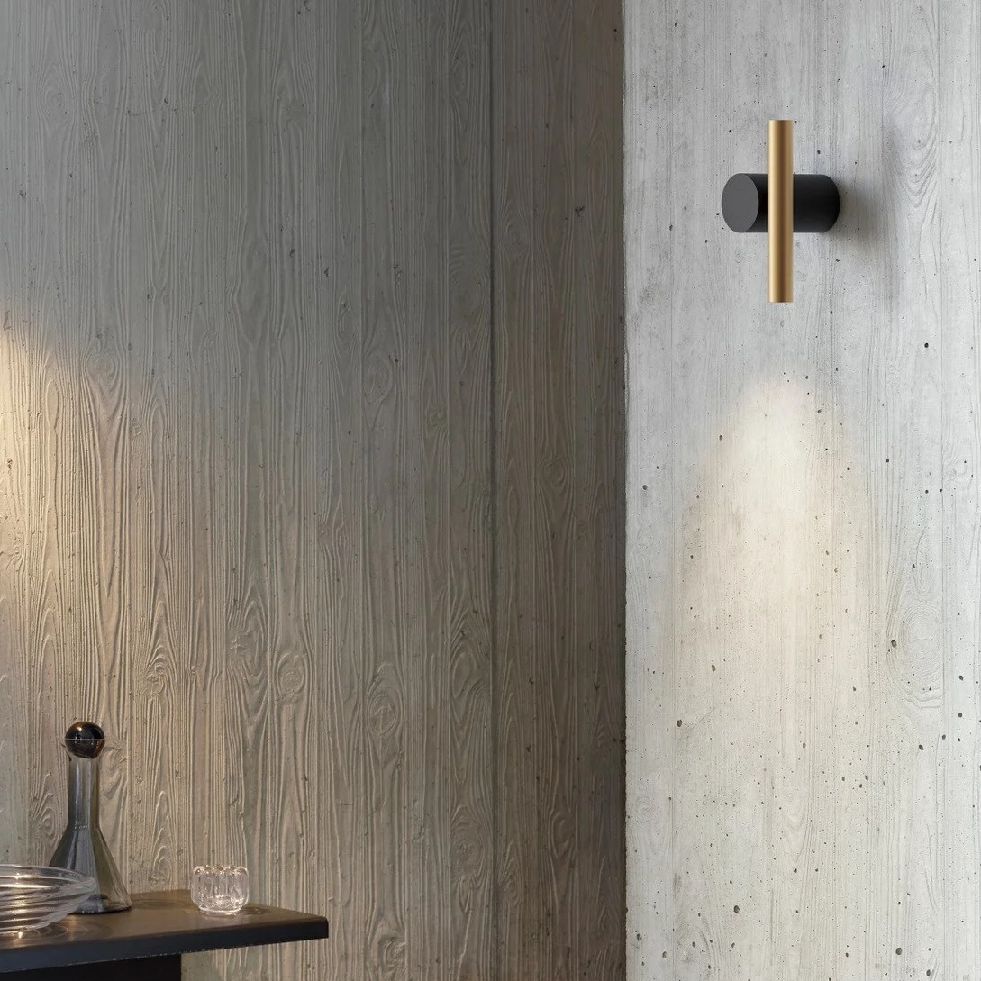 Wall or ceiling light, Doi, black ceiling rose, brass cylinder, LED ...