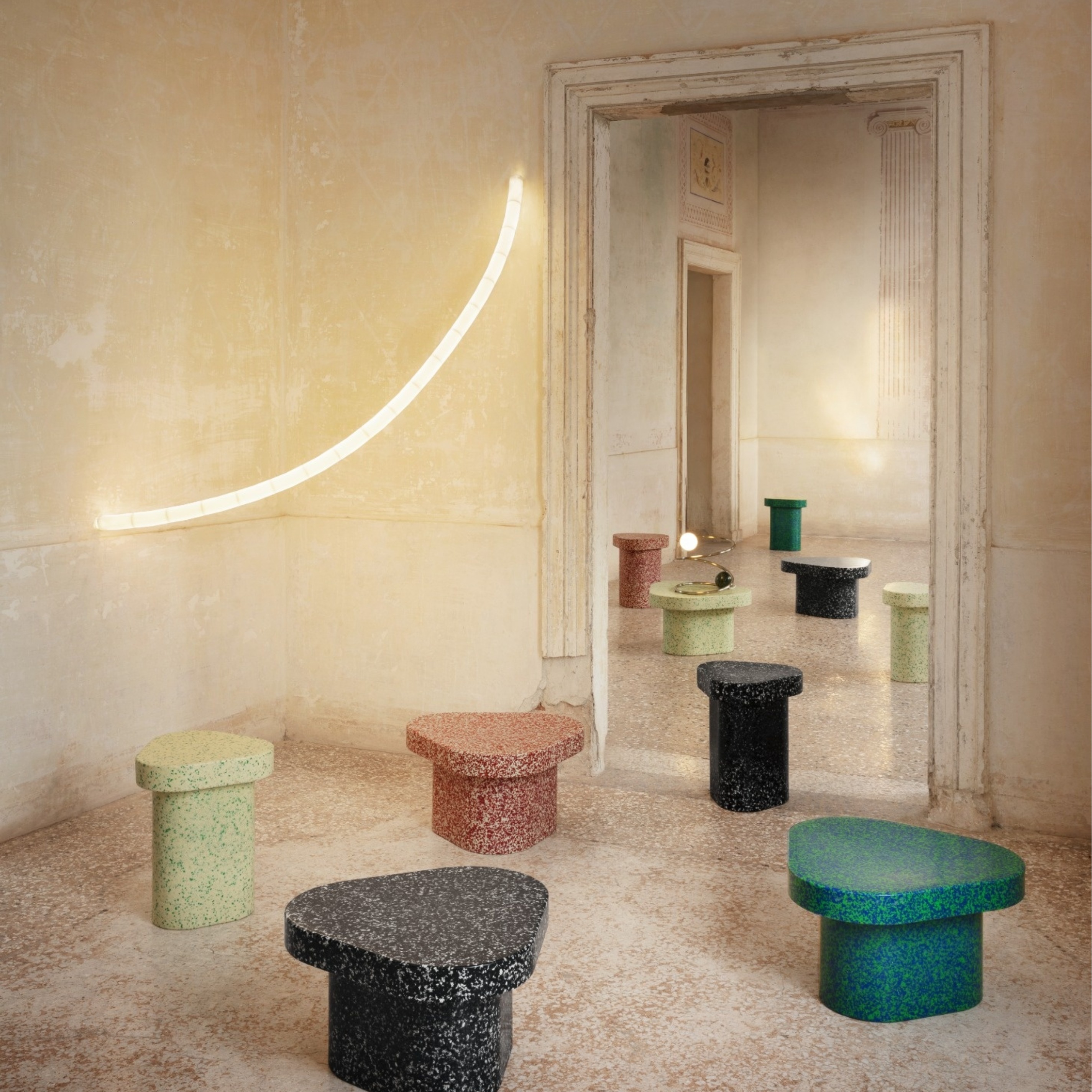 Applique et plafonnier, Tratti 566.72, nylon naturel, nickel opaque ...