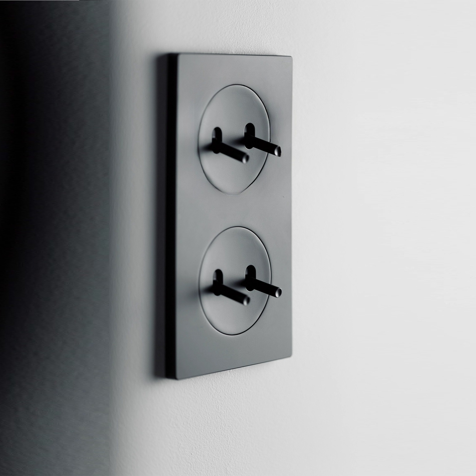 Interrupteur, DOM, Double vertical, Noir mat, Va-et-vient x2, Va-et ...