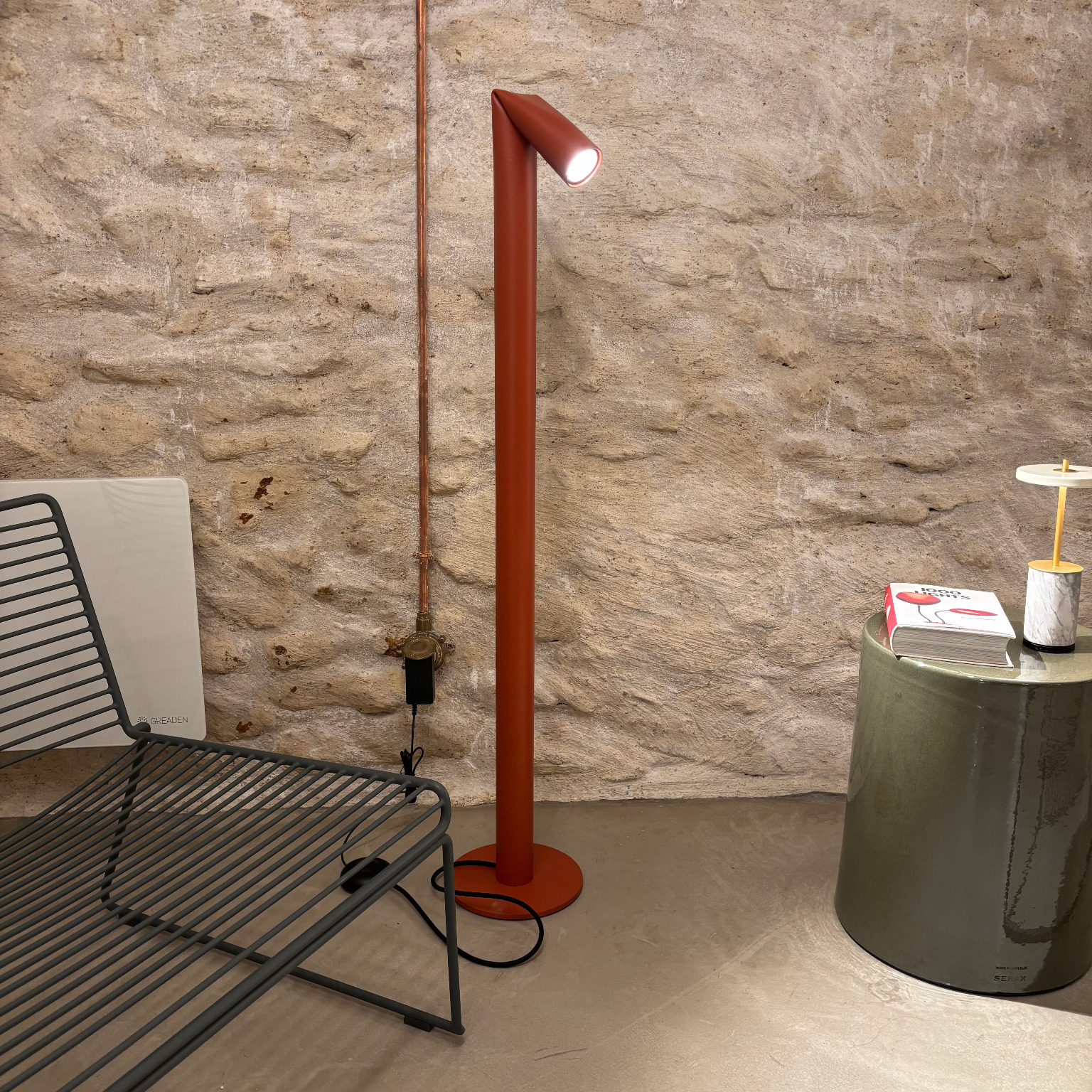 Lampadaire, Bender 120, Rouge Terre, LED, dim, 2700K, 890 lm, L22cm ...