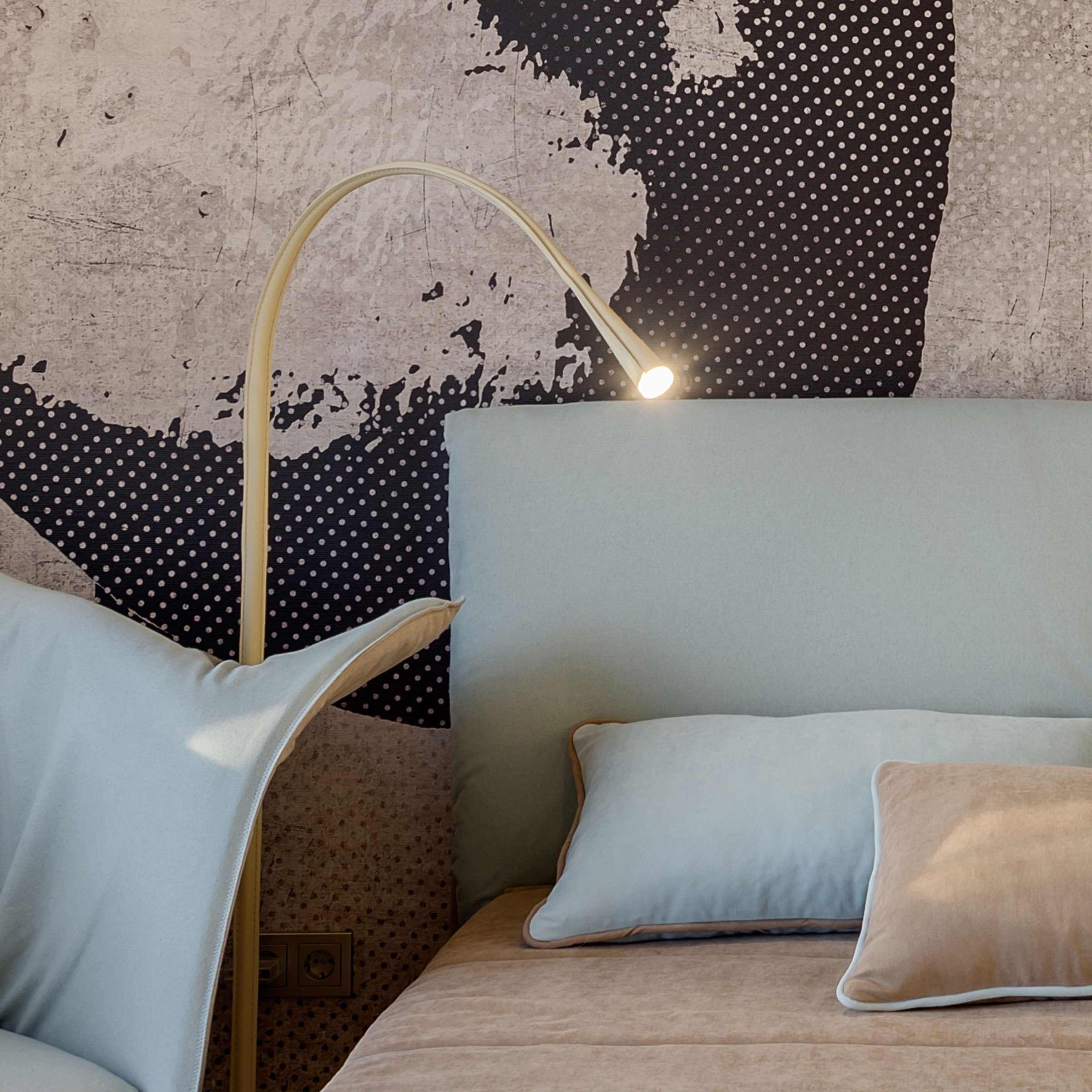 Floor light, Flexiled, ivory leather, LED, dim, 2700K, 800 lm, Ø37cm ...