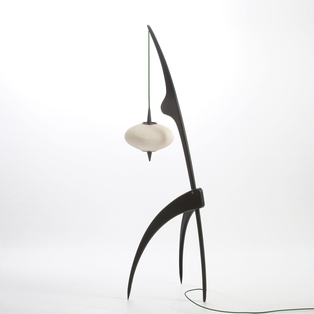 floor lamp, La Mante Religieuse - n°14.950, stained black wood, W40cm, H161cm - Rispal - Nedgis ...