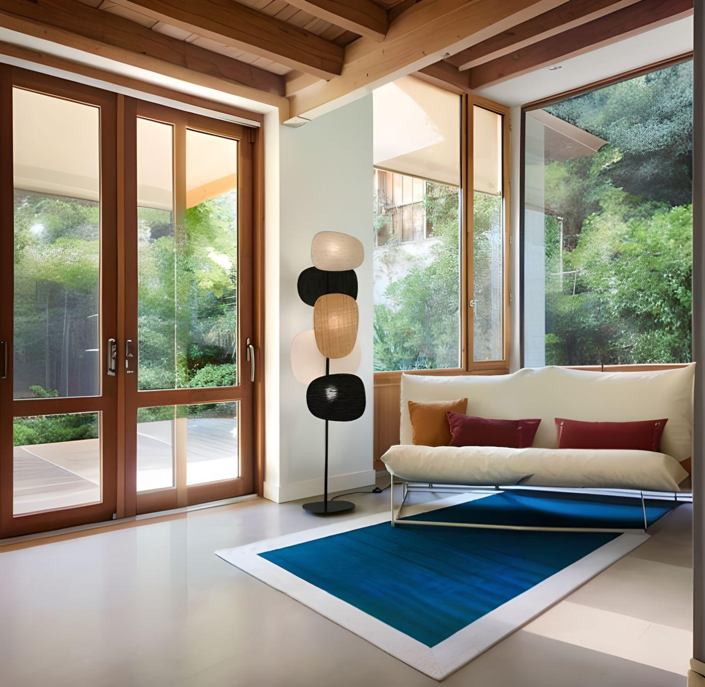 Lámpara de pie, Screen 70's 3L, lino, negro, A48cm, A174cm - Market Set ...