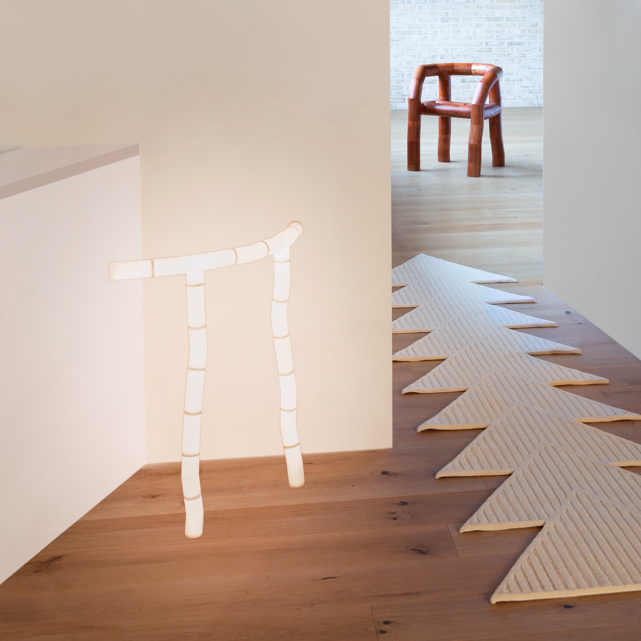 Lampadaire, Tratti 566.61, nylon naturel, nickel opaque, IP40, LED, dim ...