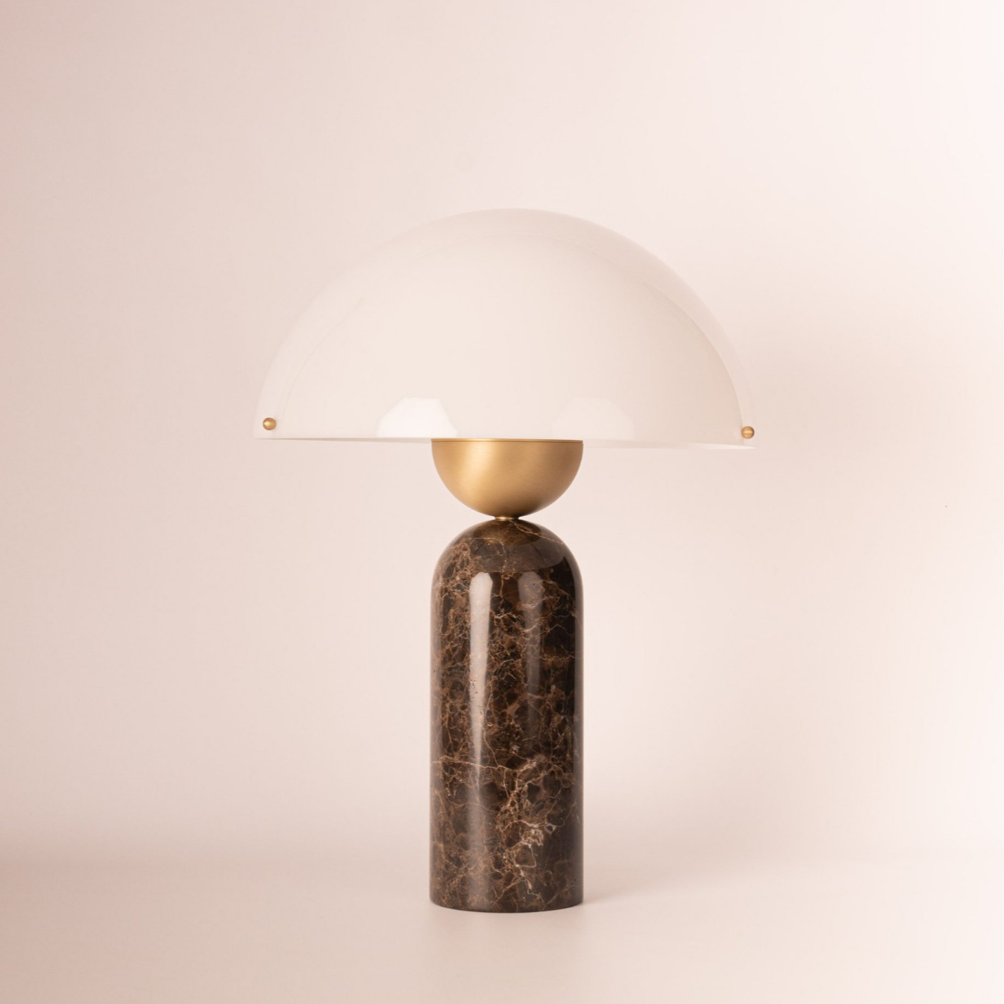 Table lamp, Peono , Brown marble , cotton shade, Ø40cm, H58cm - Simone ...