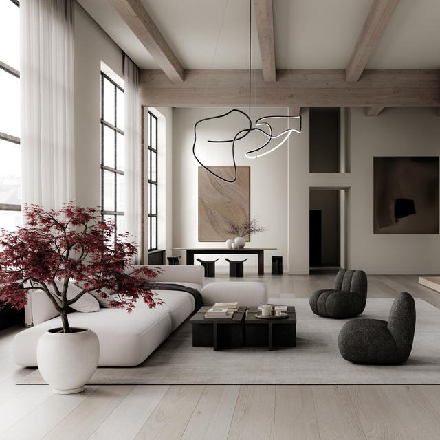 Lustre, Ghost Big, noir brûlé, LED, dim, 2400K, 1722 lm, L155cm, H45cm ...