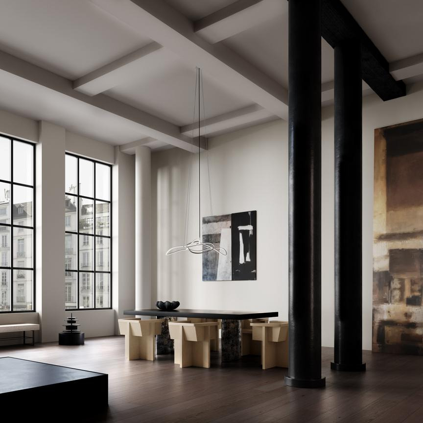 Lustre, Ghost Mini, chrome, LED, dim, 2400K, 1722 lm, L116cm, H40cm ...