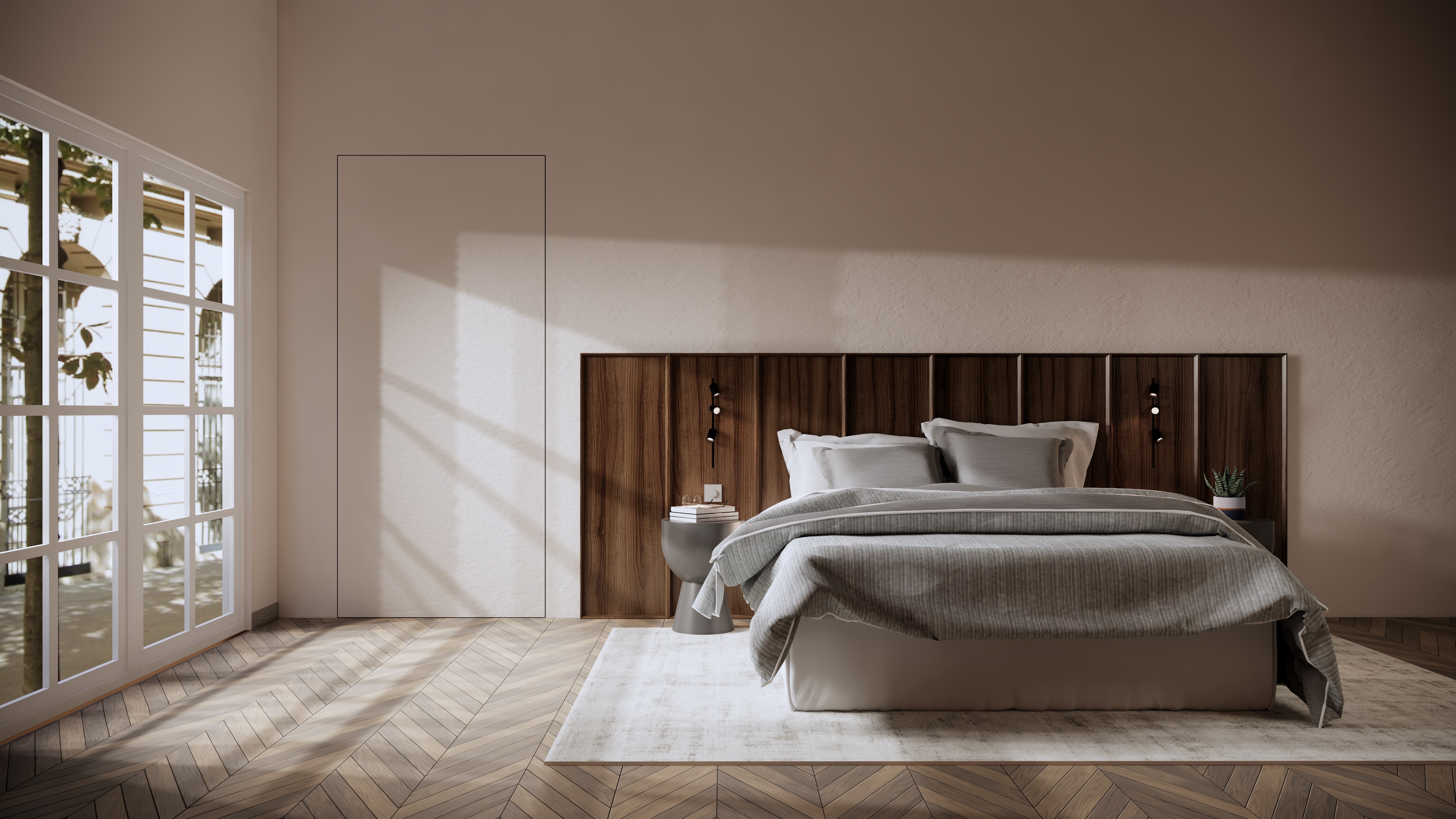 Panneau simple pour tête de lit, Wallwood, biais, noyer, L40cm, H120cm ...