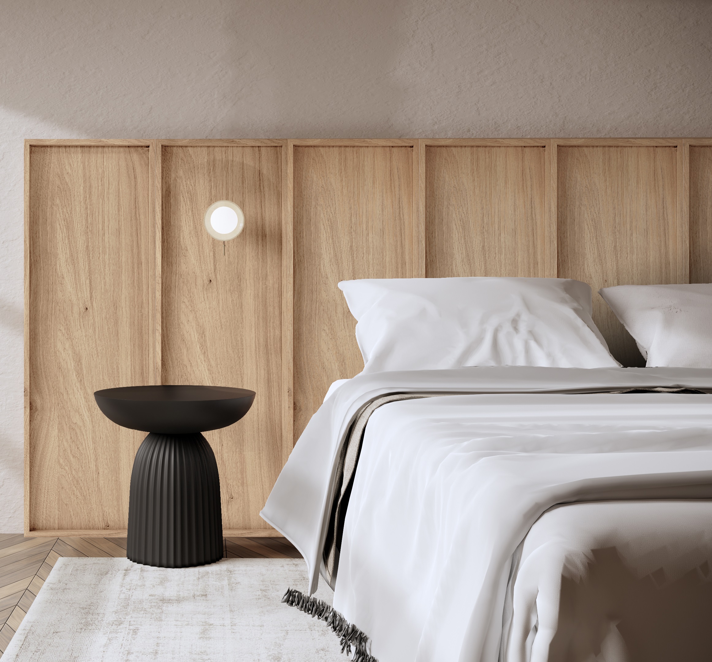 Panneau simple, Wallwood, droit + applique Janed, pour tête de lit ...