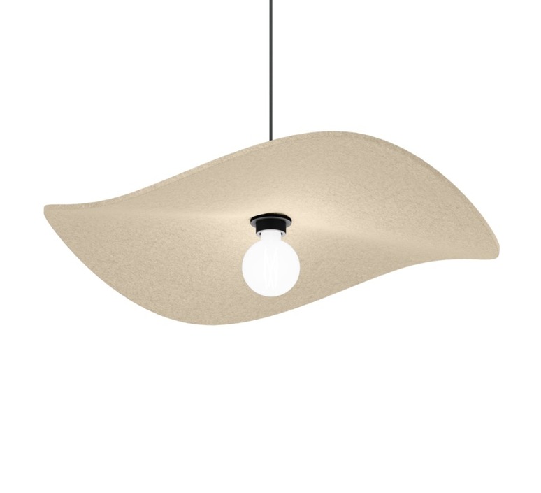 Acoustic suspension lamp, Wave soft 1.0, limestone beige, Ø75cm, H9,3cm ...