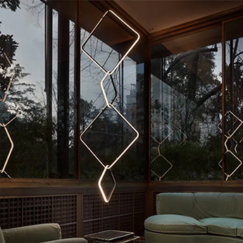 Pendant light, Arrangements (square L x2 + square S x2), black, LED ...