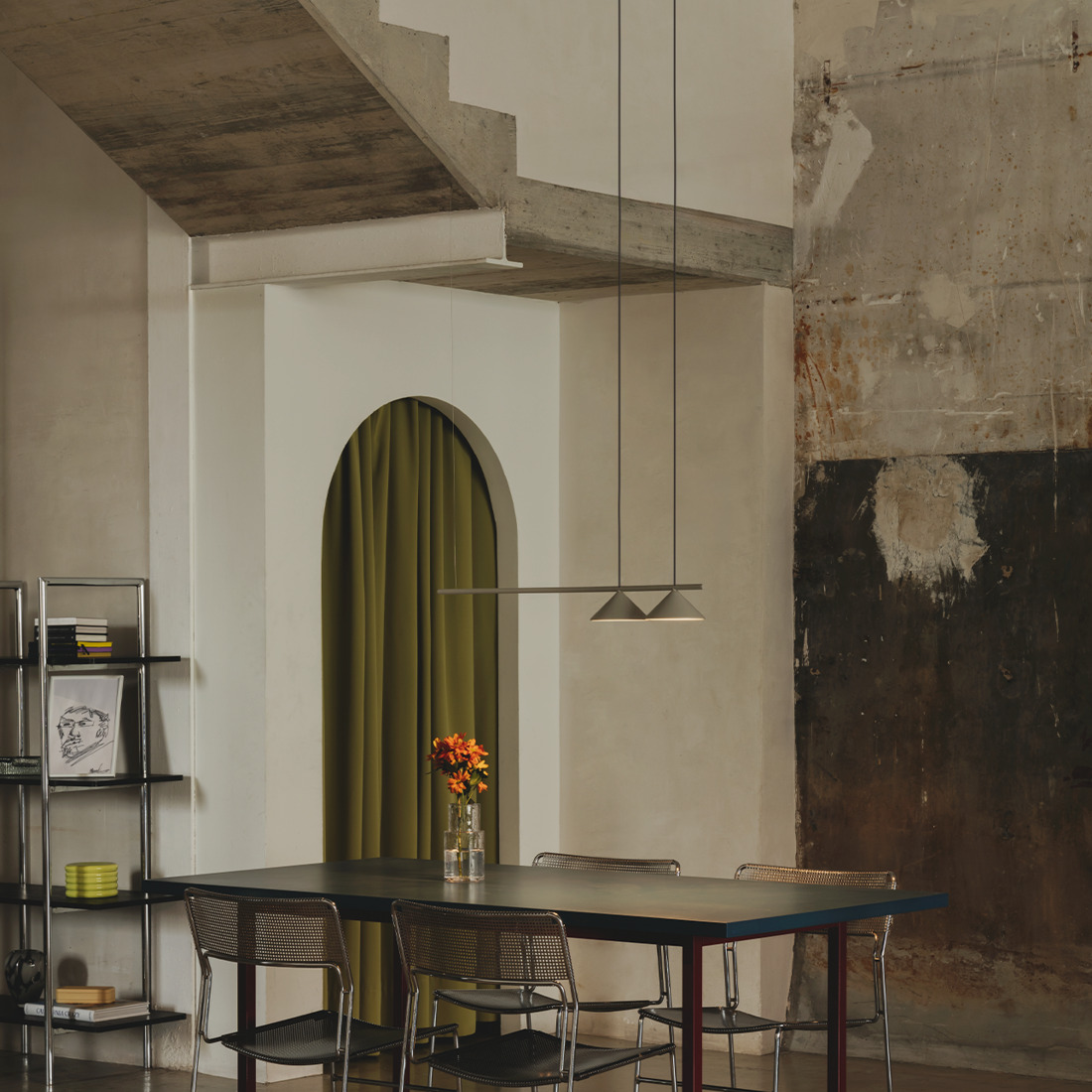 Suspension, Belle 01, Gris ciment, LED, 2700K, 975 lm, Ø12,8cm, L75,1cm ...