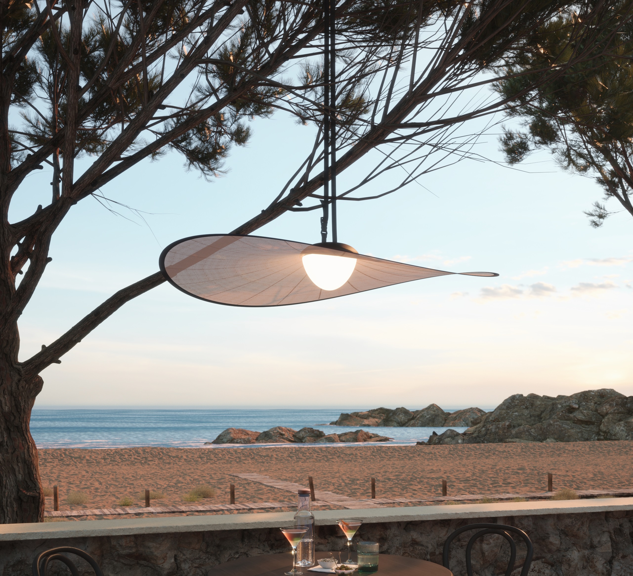 Pendant light, Bloom, Cream, IP65, LED, dim, 3000K, 500 lm, Ø120cm ...