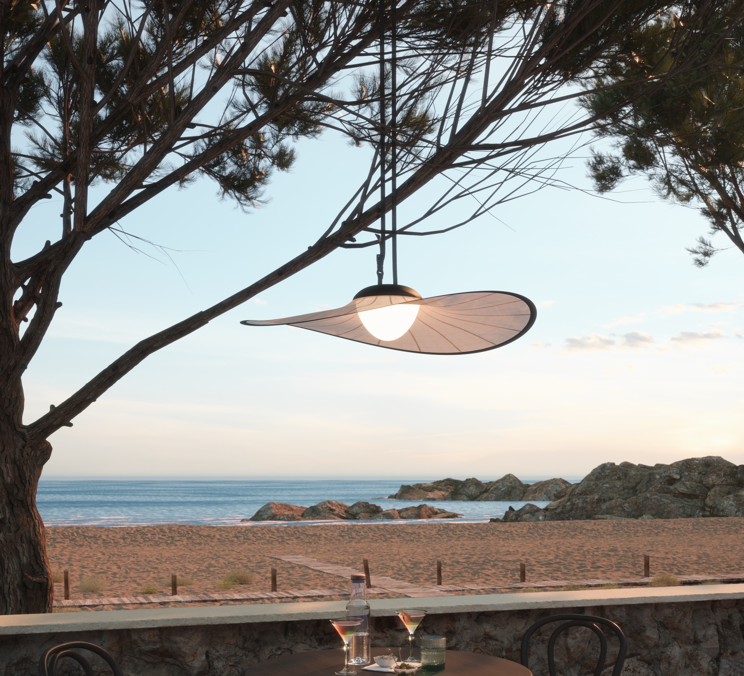 Pendant light, Bloom, Cream, IP65, LED, dim, 3000K, 500 lm, Ø90cm ...