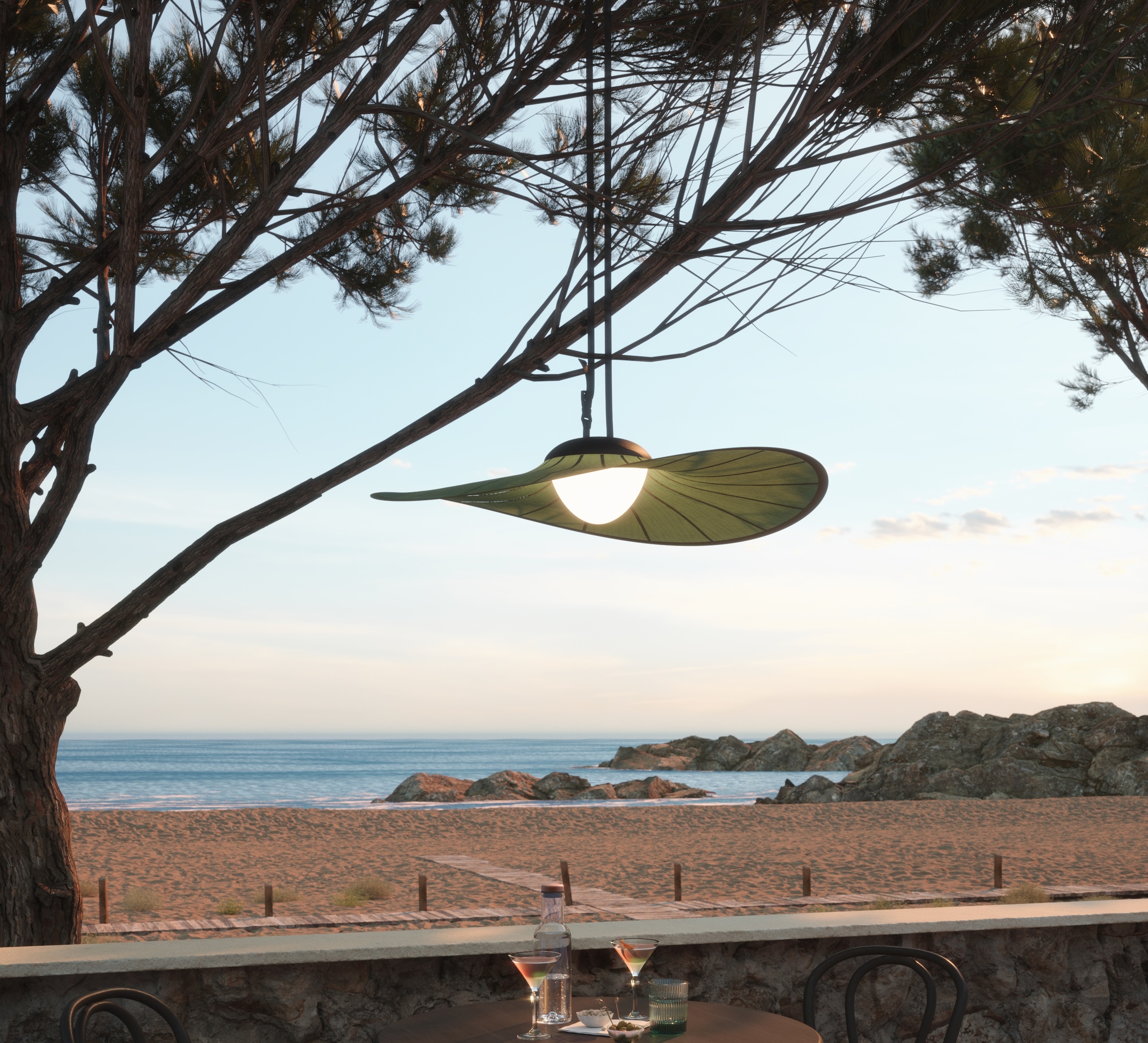 Lámpara colgante, Bloom, verde oliva, IP65, LED, tenue, 3000K, 500 lm ...