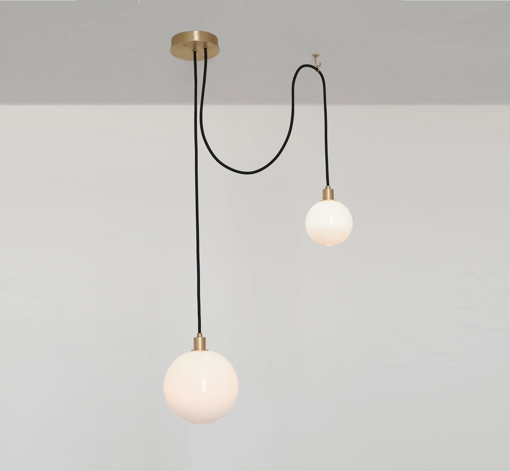 Pendant light, Drape 1, brass, black cable, L18cm, H30cm - SkLO STUDIO ...