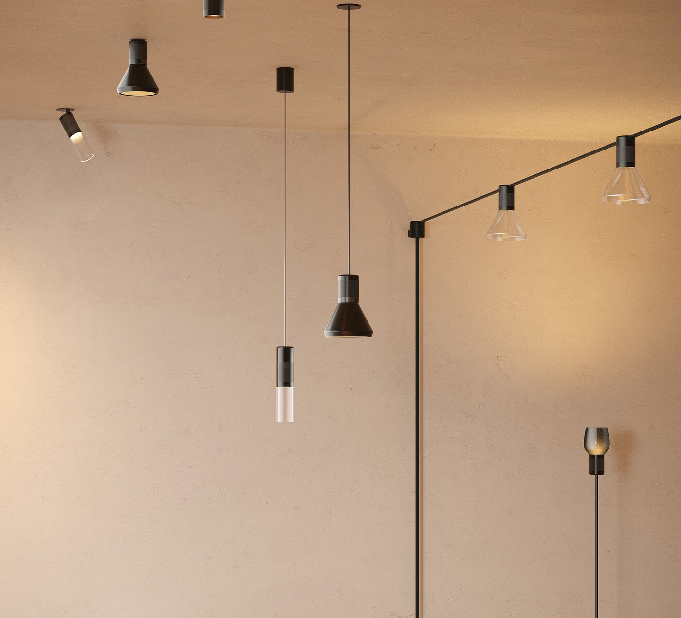 Hängeleuchte, Iris Pendant Surface Pipe, Schwarz, Transparent, IP23 ...