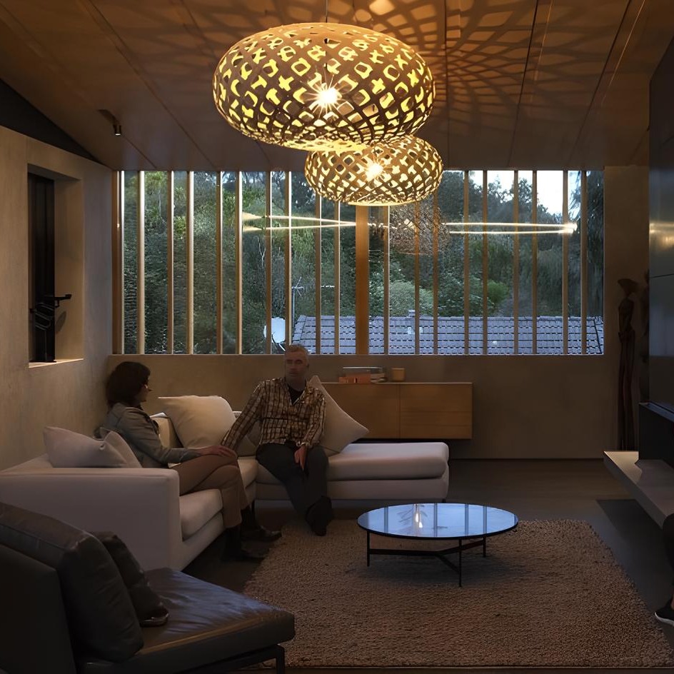 Hanging lamp, Kina, natural, Ø100cm, H42cm - David Trubridge - Nedgis ...