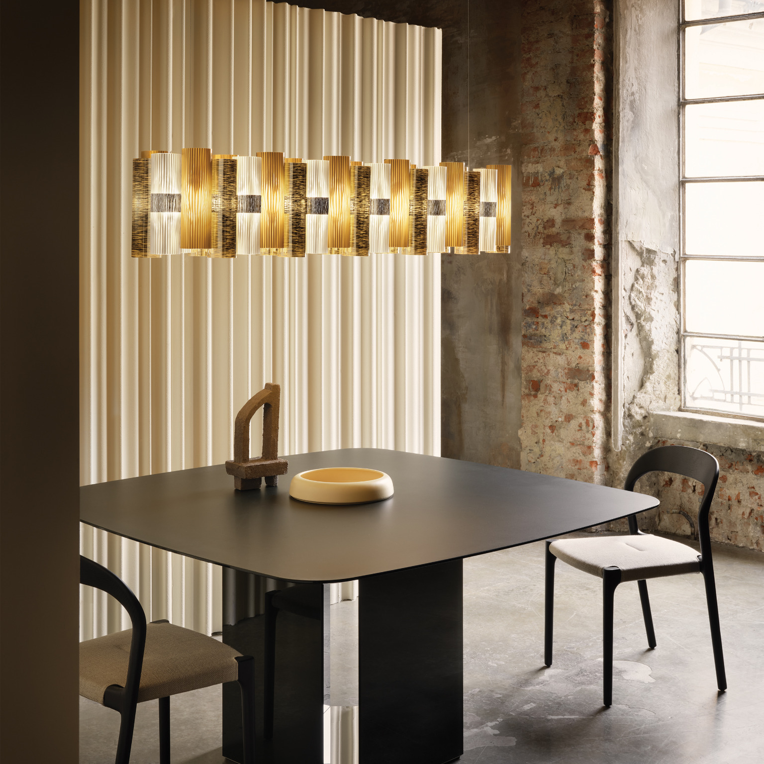 Suspension, La lollo linear 140, or, LED, dim, 2700K, 12420 lm, L142cm, H28cm - Slamp ...