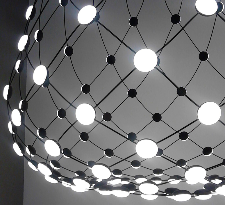 Pendant light, Mesh D86N, black, LED, 2700k, 3252lm, Ø100cm, H590cm, 5m ...