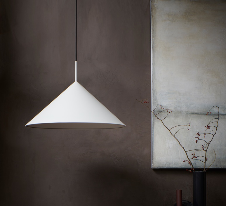 Suspension, metal triangle pendant light L matt, gris, Ø60cm, H39cm ...